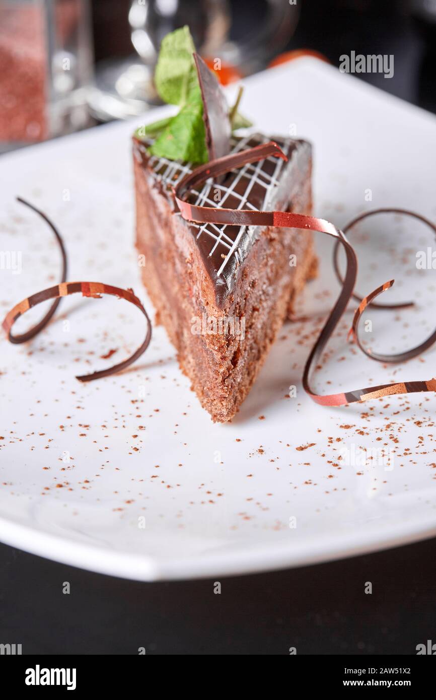 The Sacher cake, Sachertorte. Austrian chocolate cake, consisting of ...