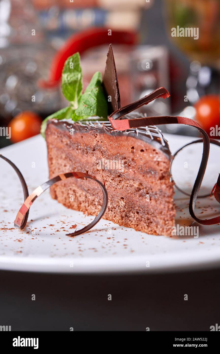 The Sacher cake, Sachertorte. Austrian chocolate cake, consisting of ...