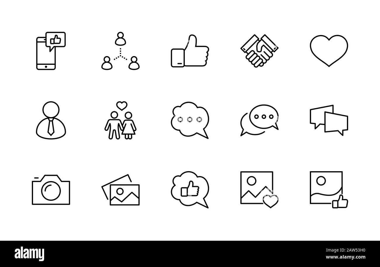 Set of Social Networks Related Vector Line Icons. Contains such Icons ...