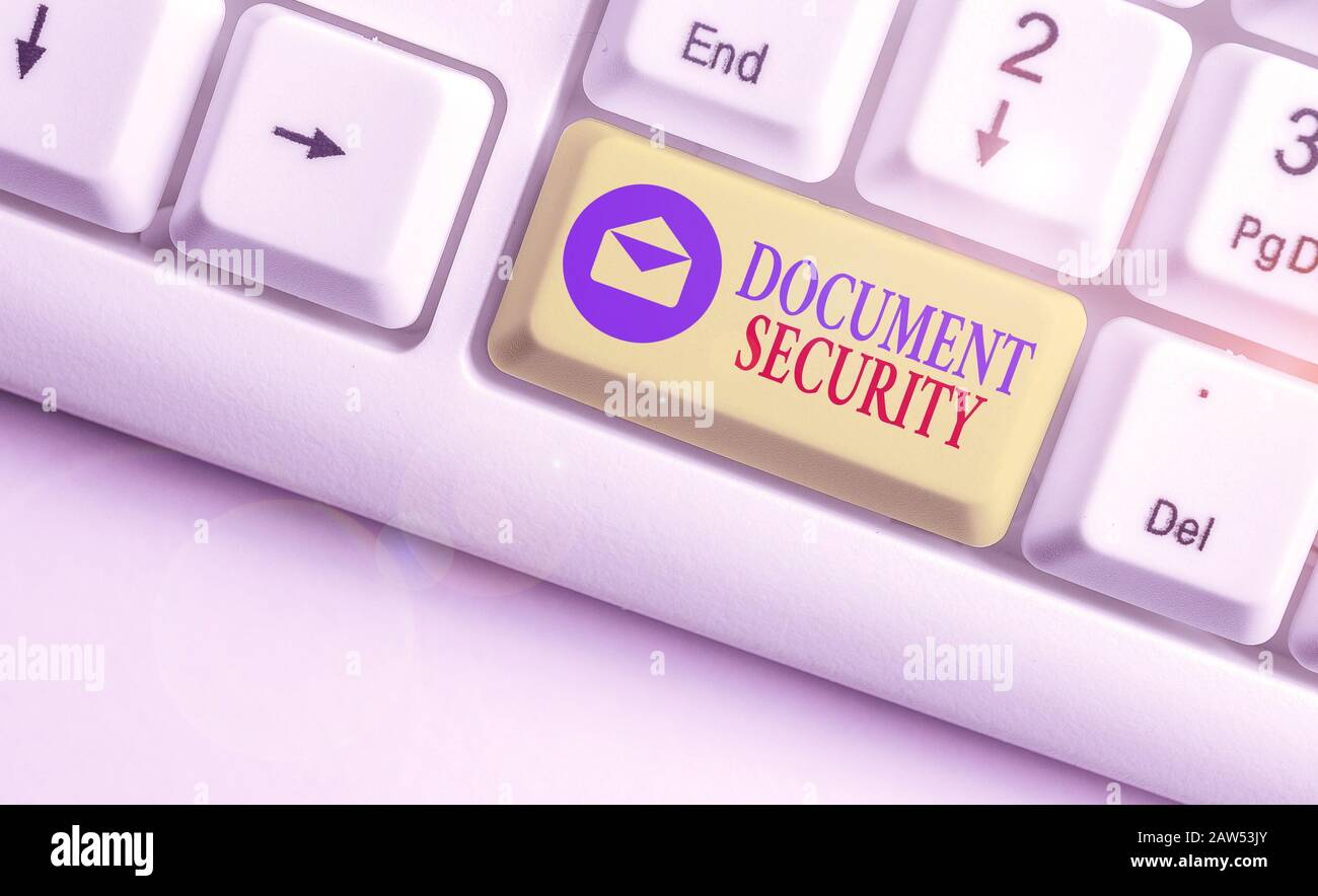 Text sign showing Document Security. Business photo text means in which ...