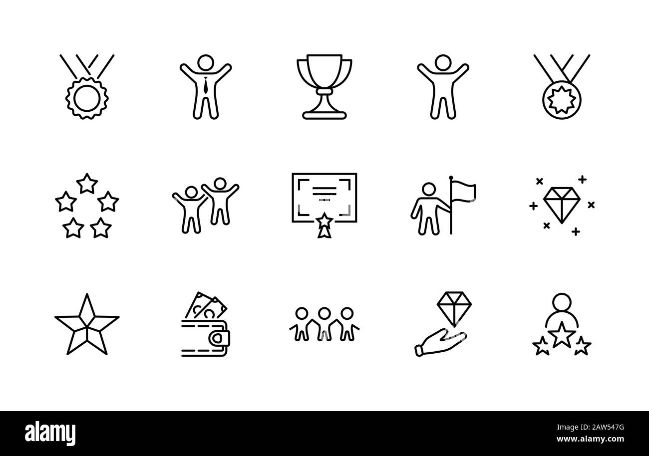 Set of Success Related Vector Line Icon. Contains such Icons as Cup ...