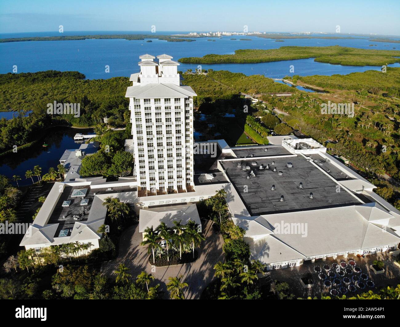 BONITA SPRINGS, FL -30 JAN 2020- Aerial view of the Hyatt Regency ...