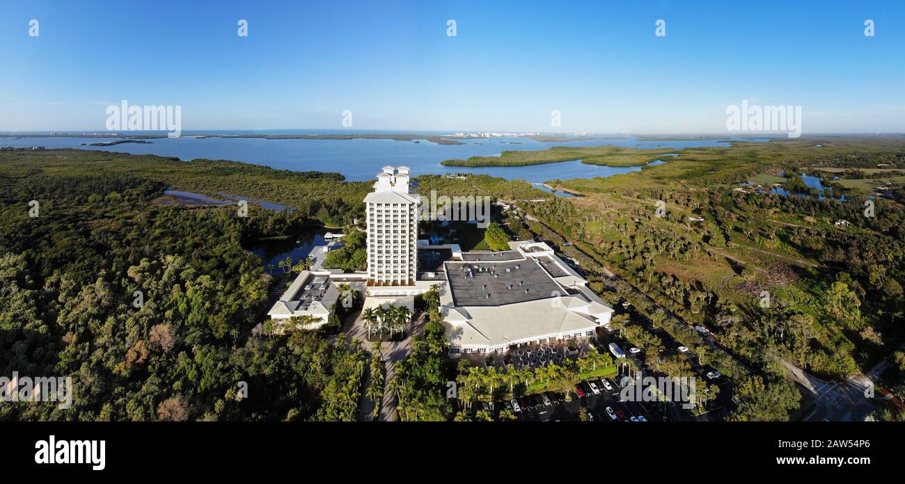 BONITA SPRINGS, FL -30 JAN 2020- Aerial view of the Hyatt Regency ...