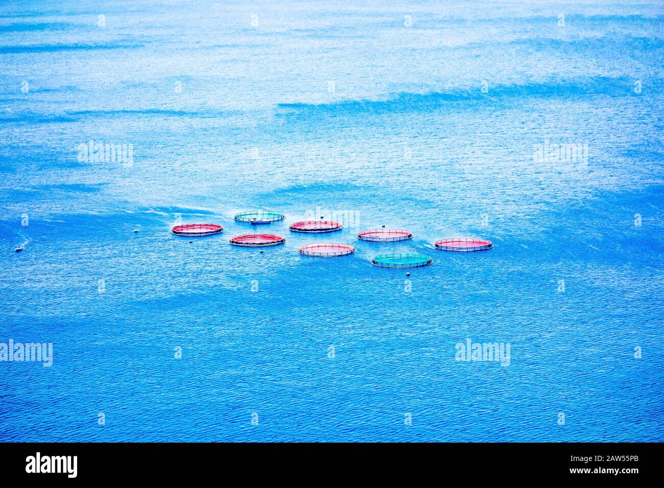 Fish farm, offshore in the Atlantic Ocean, Madeira Island Stock Photo ...