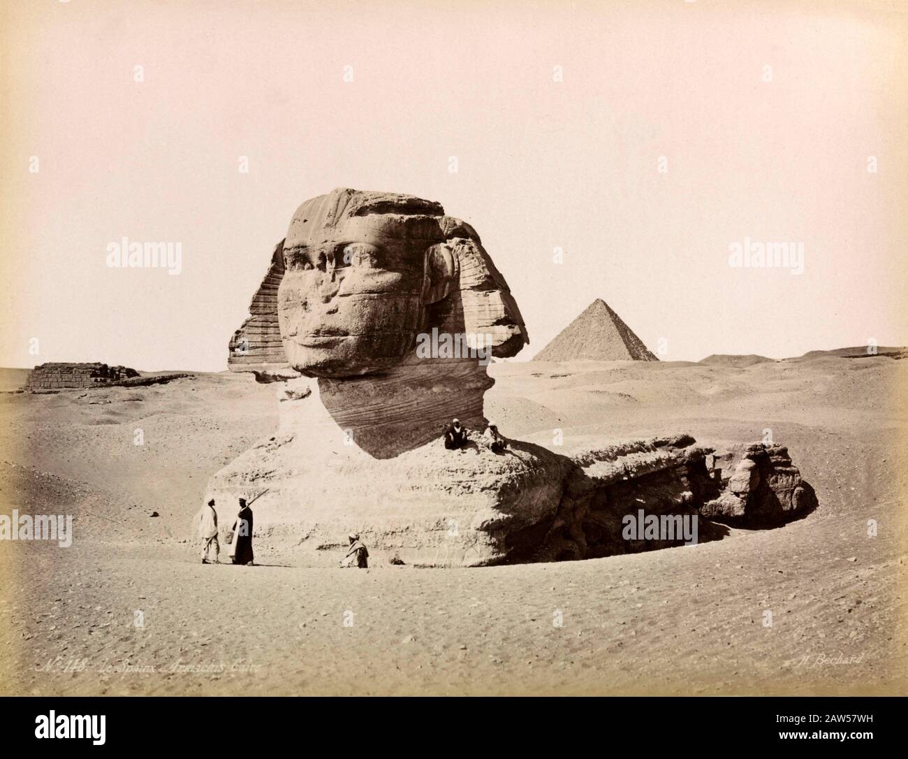 1870 ca , EL GIZA , EGYPT : The Great Sphinx of Giza . Photo by french ...
