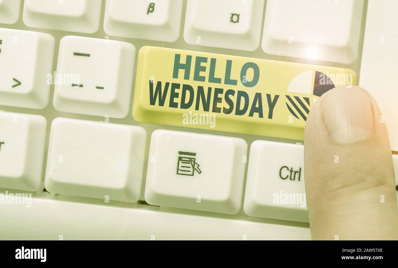 Text sign showing Hello Wednesday. Business photo showcasing Hump day ...