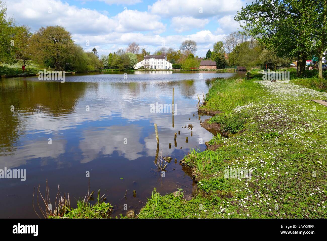 Madeley Mill and Madeley Pool, Madeley, Staffordshire, England, UK ...