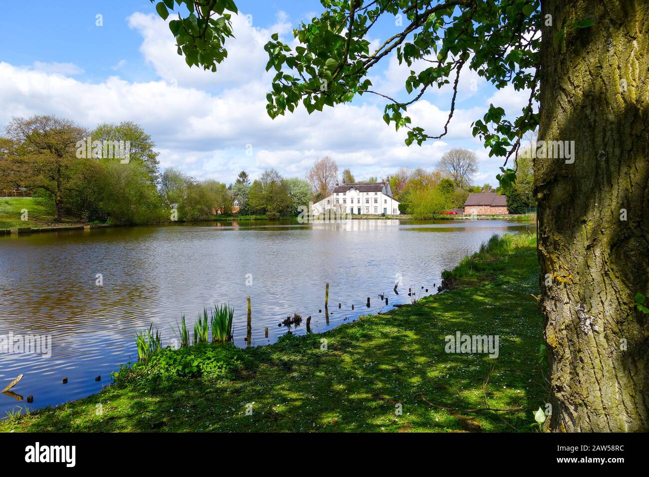 Madeley Mill and Madeley Pool, Madeley, Staffordshire, England, UK ...