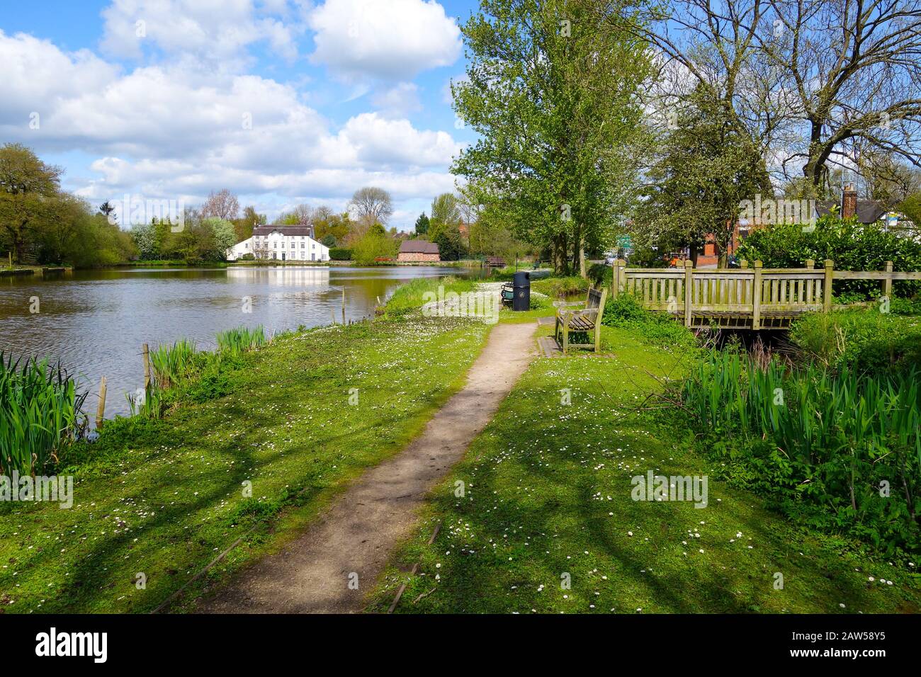 Madeley Mill and Madeley Pool, Madeley, Staffordshire, England, UK ...