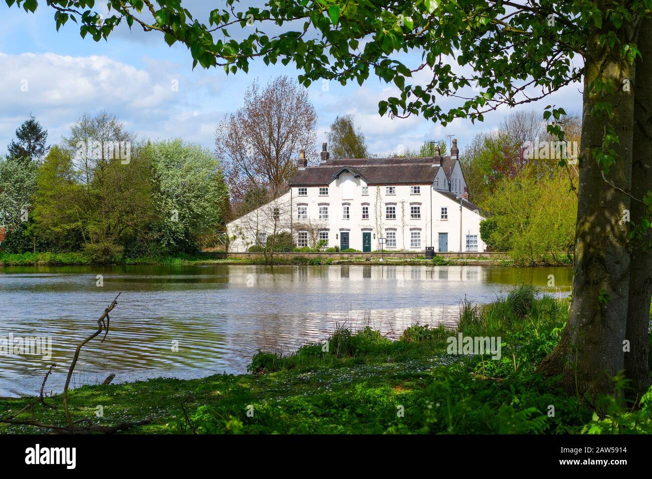 Madeley Mill and Madeley Pool, Madeley, Staffordshire, England, UK ...