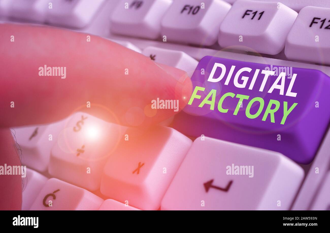 Writing note showing Digital Factory. Business concept for uses digital ...