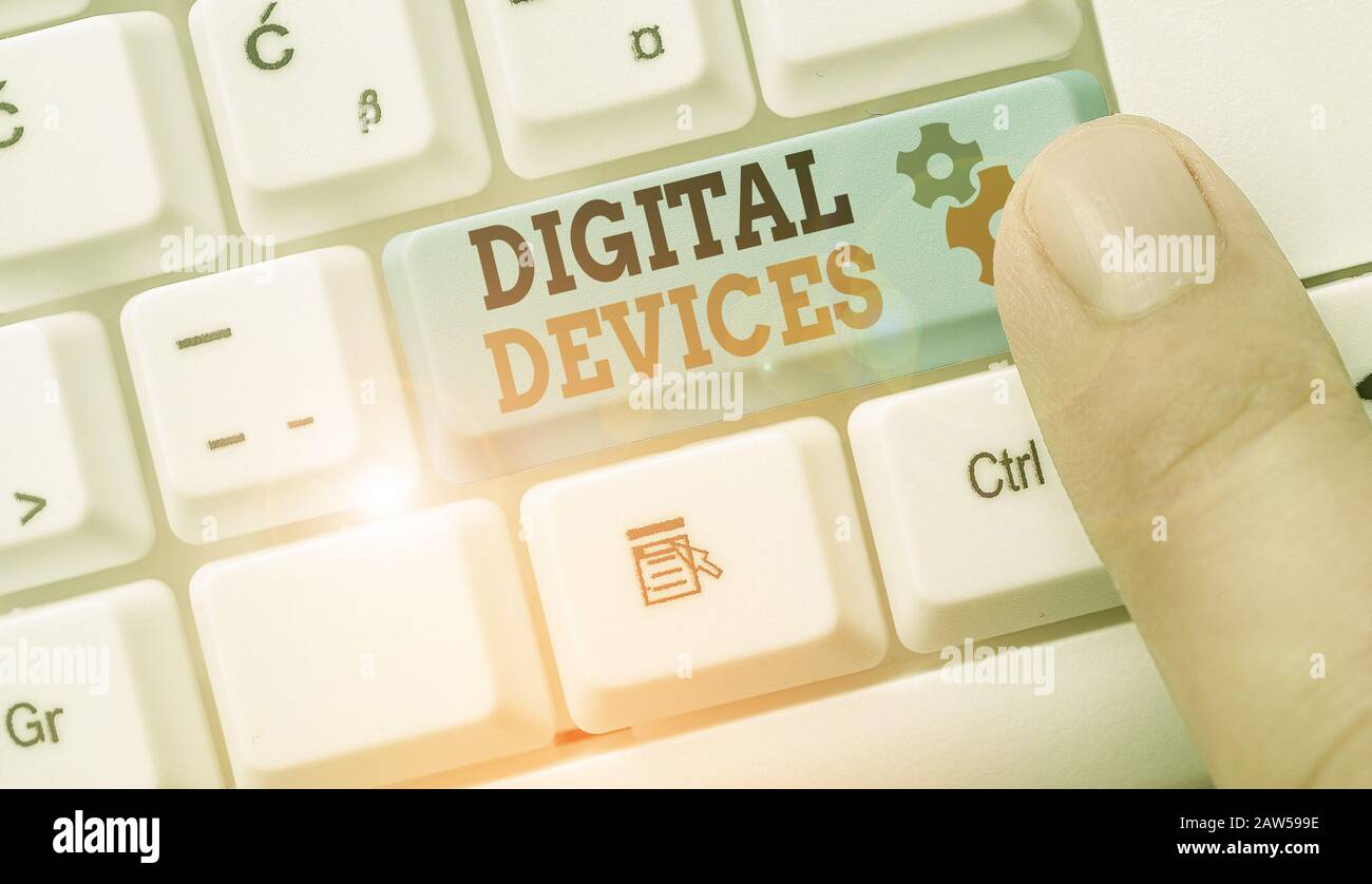 Writing note showing Digital Devices. Business concept for physical ...
