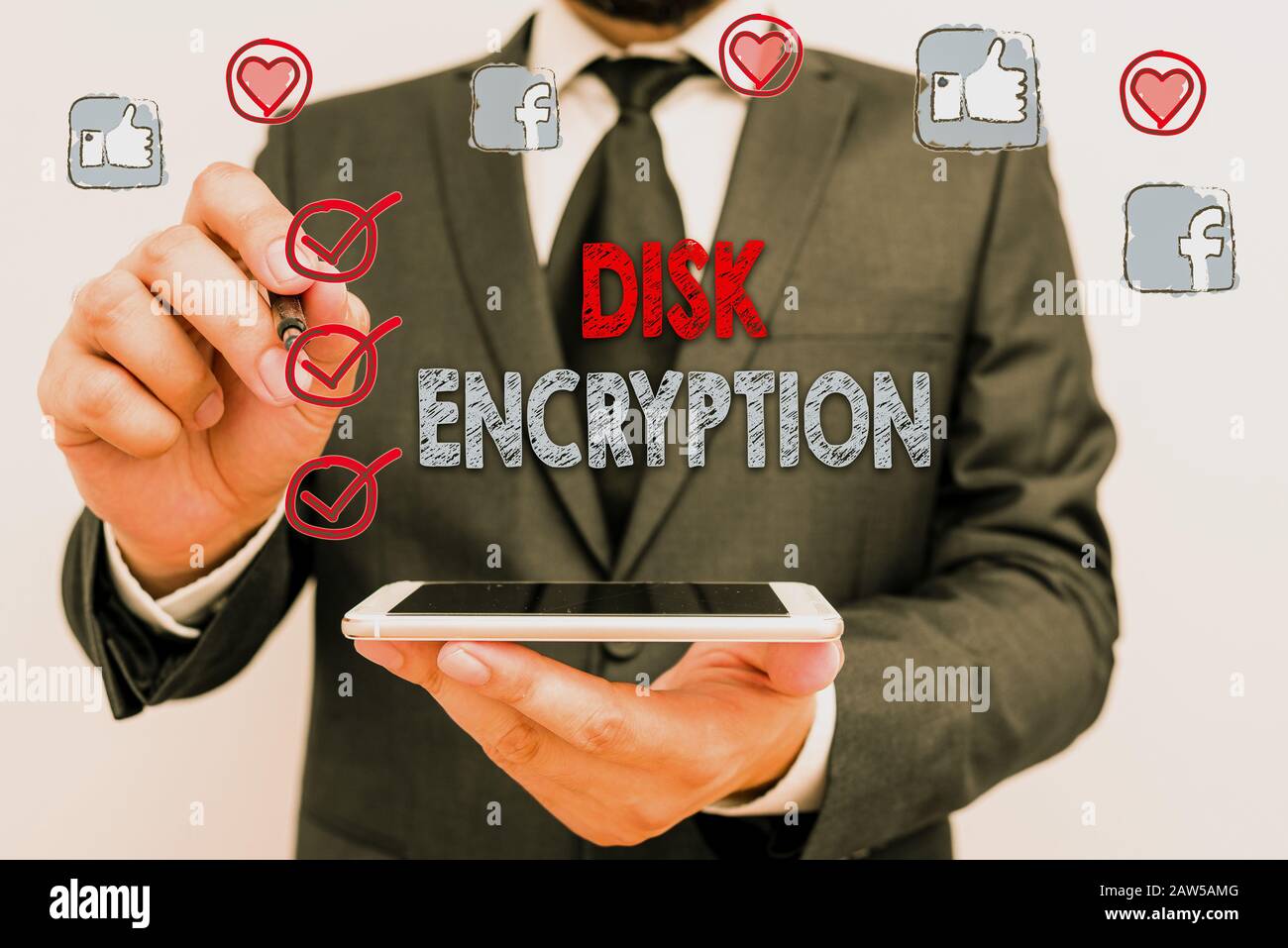 Conceptual hand writing showing Disk Encryption. Concept meaning the security mechanism used to ...