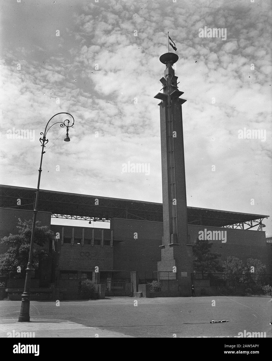 Marathon Tower of the Olympic Stadium in Amsterdam Date: May 23, 1947 ...