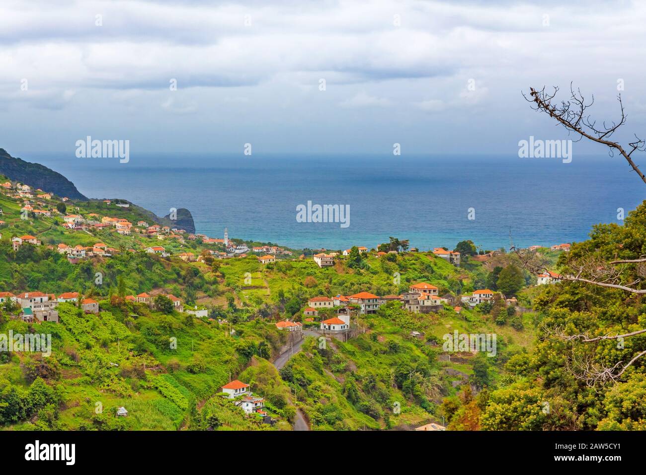 Madeira landscape near Faial and Porto da Cruz - view towards Atlantic ...