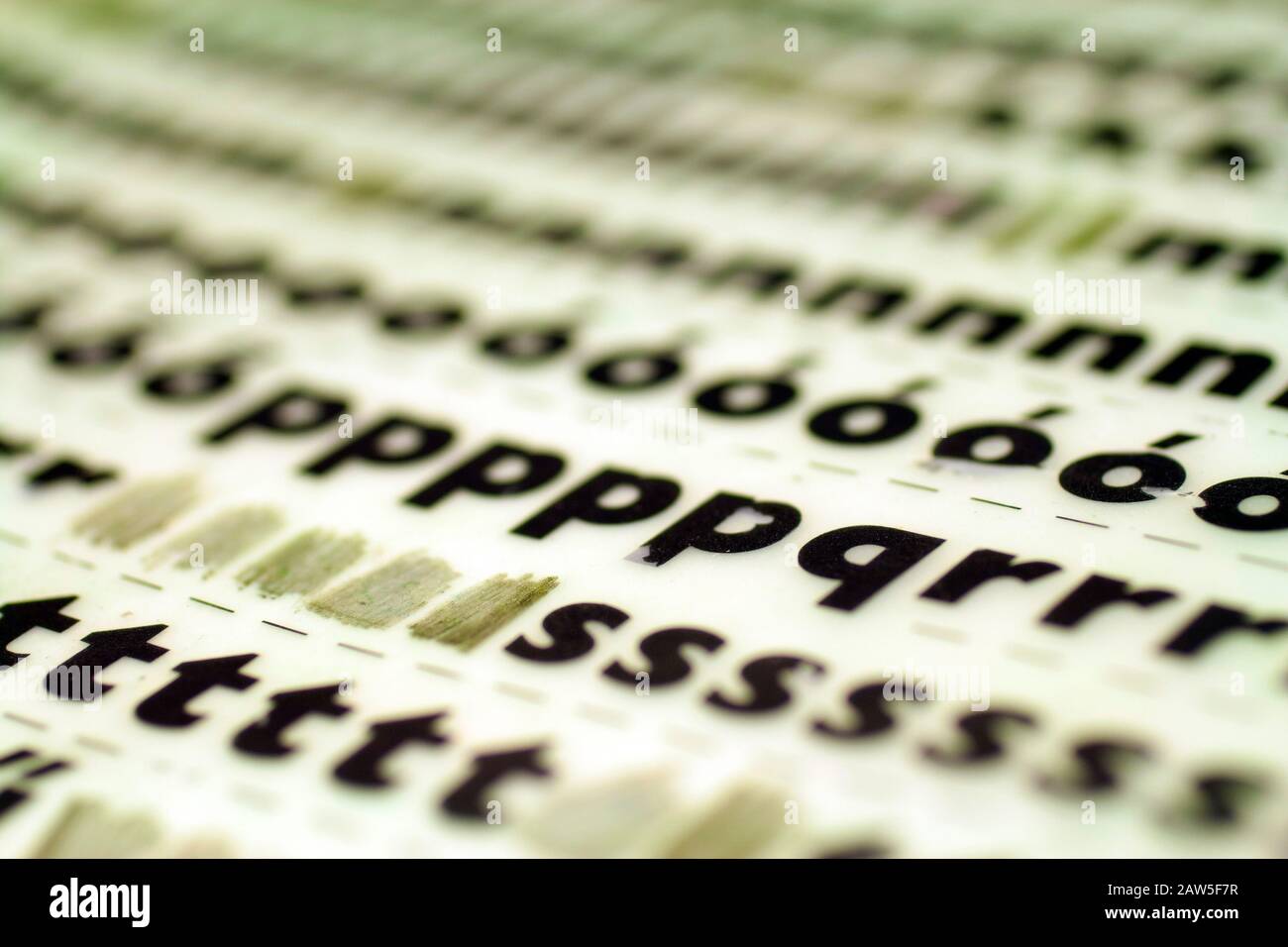 Close up shot of a Dry Transfer Lettering Sheet. Graphic, type design ...