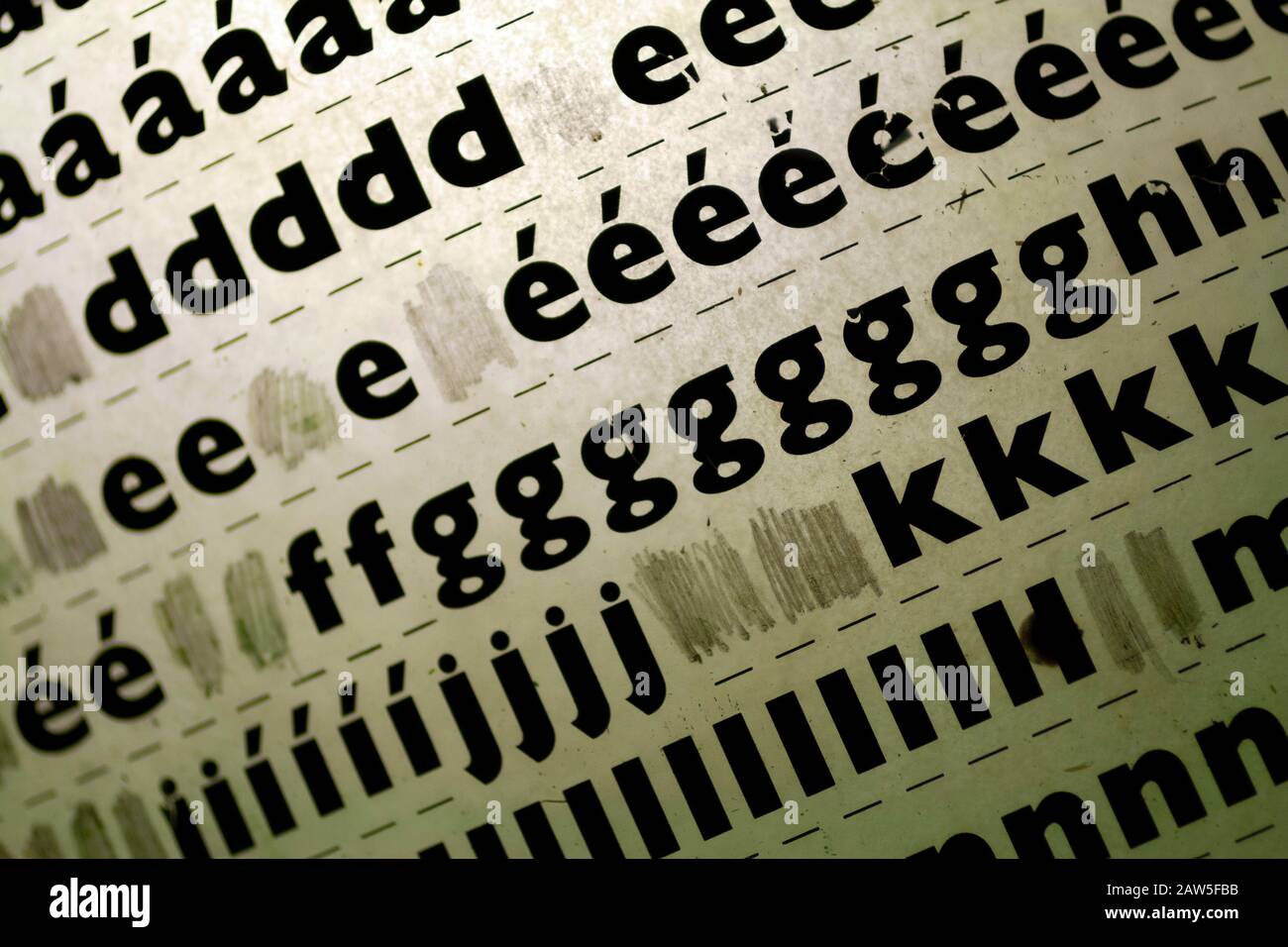 Close up shot of a Dry Transfer Lettering Sheet. Graphic, type design ...