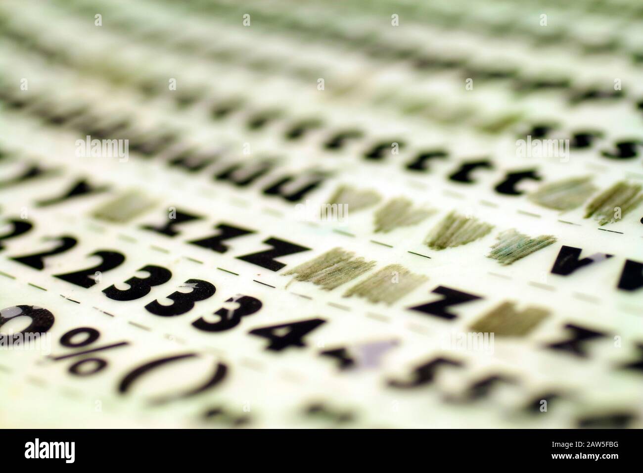 Close up shot of a Dry Transfer Lettering Sheet. Graphic, type design ...