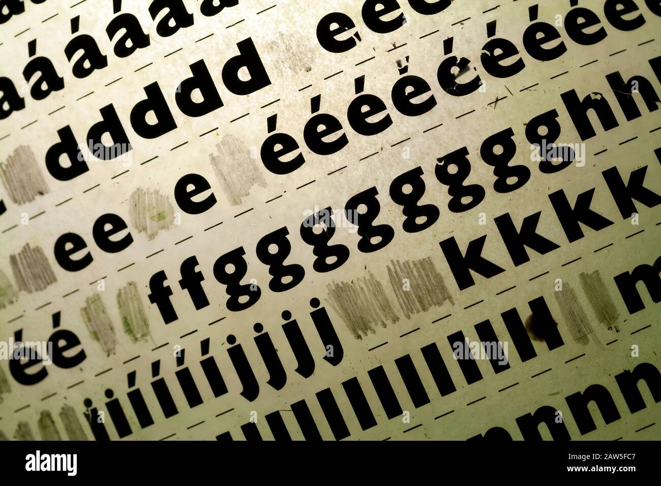 Close up shot of a Dry Transfer Lettering Sheet. Graphic, type design ...