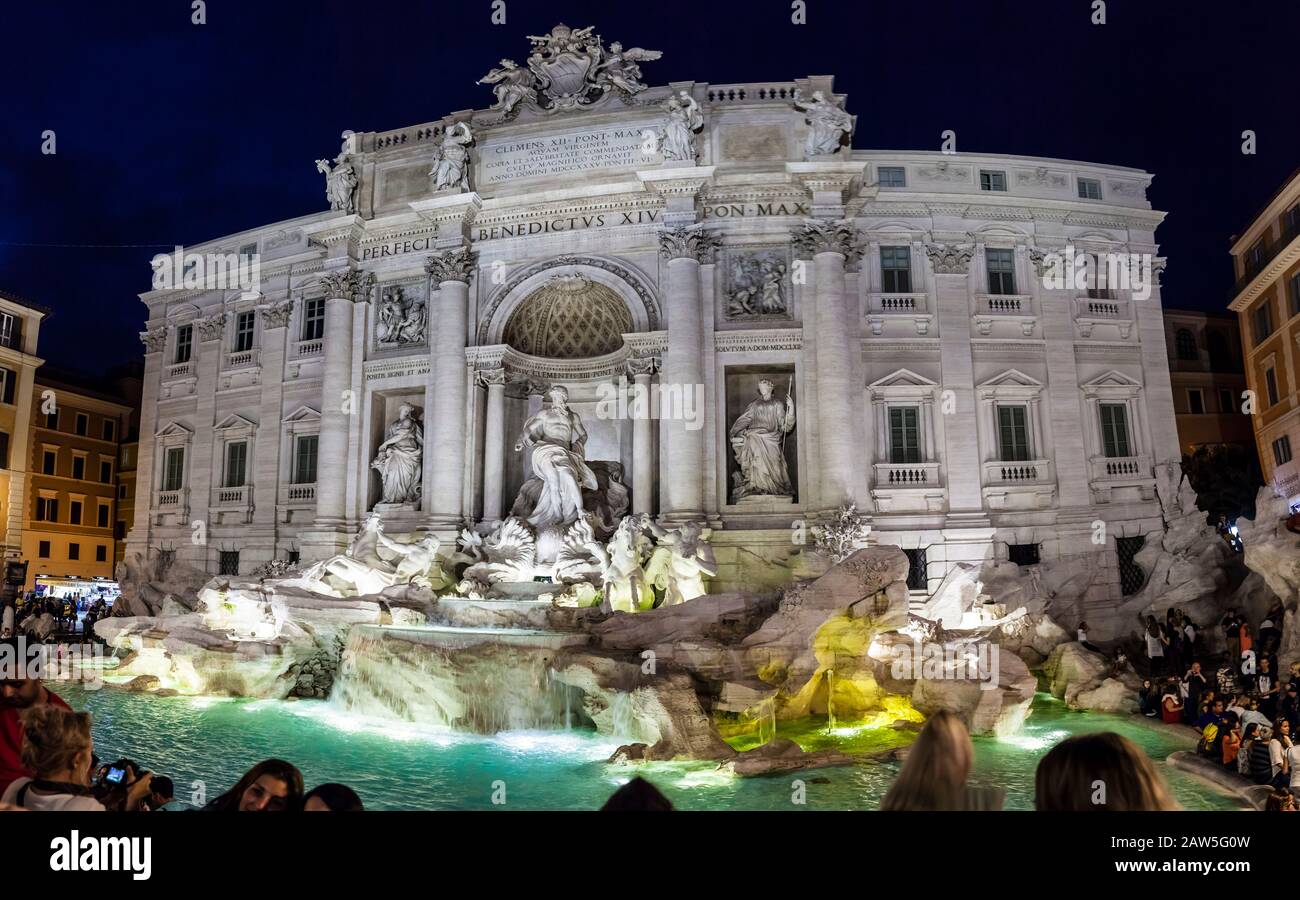 The Trevi Fountain in Rome Italy at night Stock Photo - Alamy