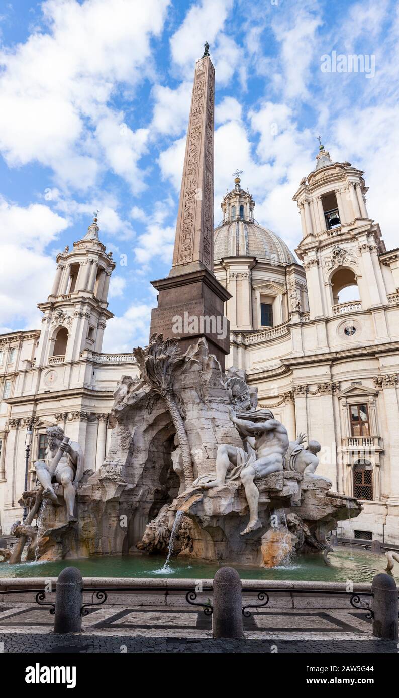 The Fountain of Four Rivers in Piazza Navona, Rome, Italy Stock Photo ...