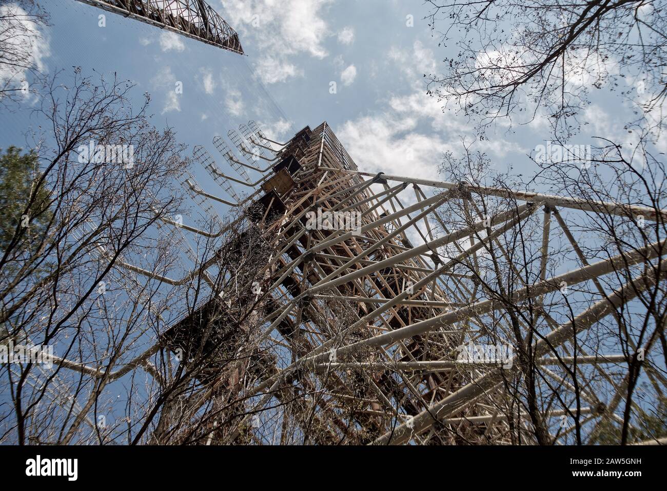 Large antenna field. Soviet radar system Duga at Chernobyl nuclear ...
