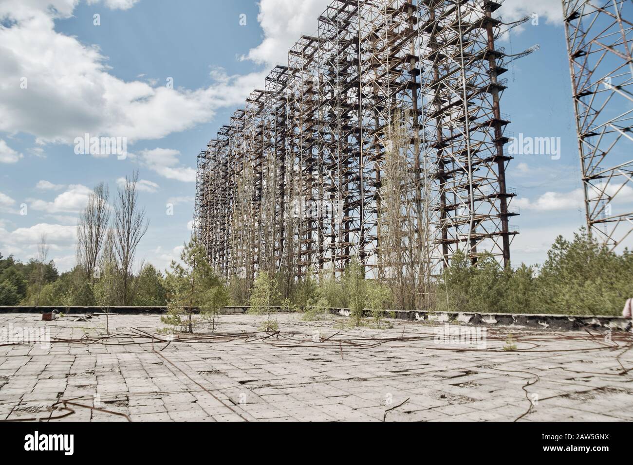 Large antenna field. Soviet radar system Duga at Chernobyl nuclear ...