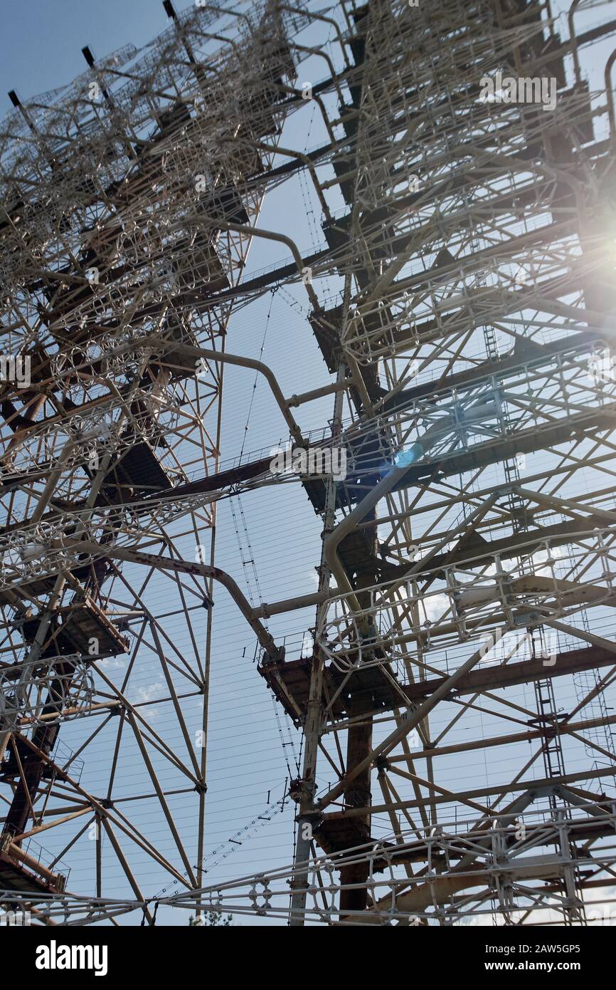 Large antenna field. Soviet radar system Duga at Chernobyl nuclear ...