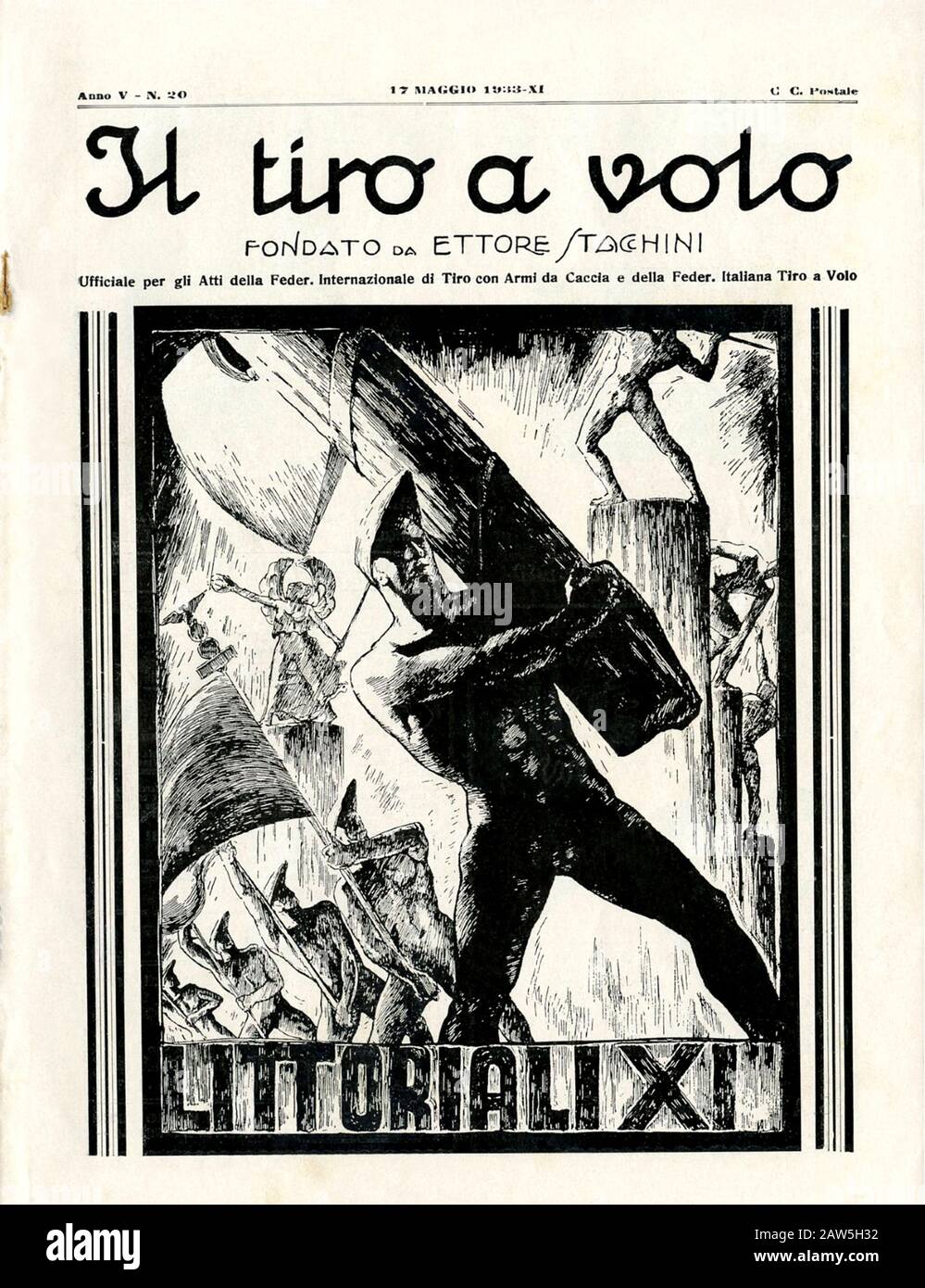1933 , ITALY : The cover of italian Fascist magazine IL TIRO A VOLO ...