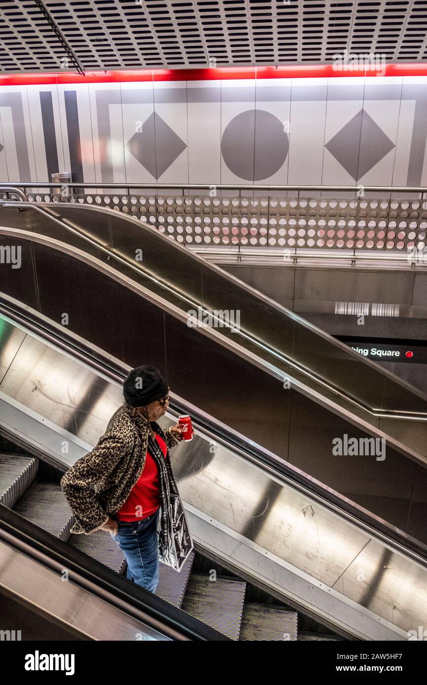 Pershing Square LA Metro train. Downtown Los Angeles, California, USA Stock Photo - Alamy
