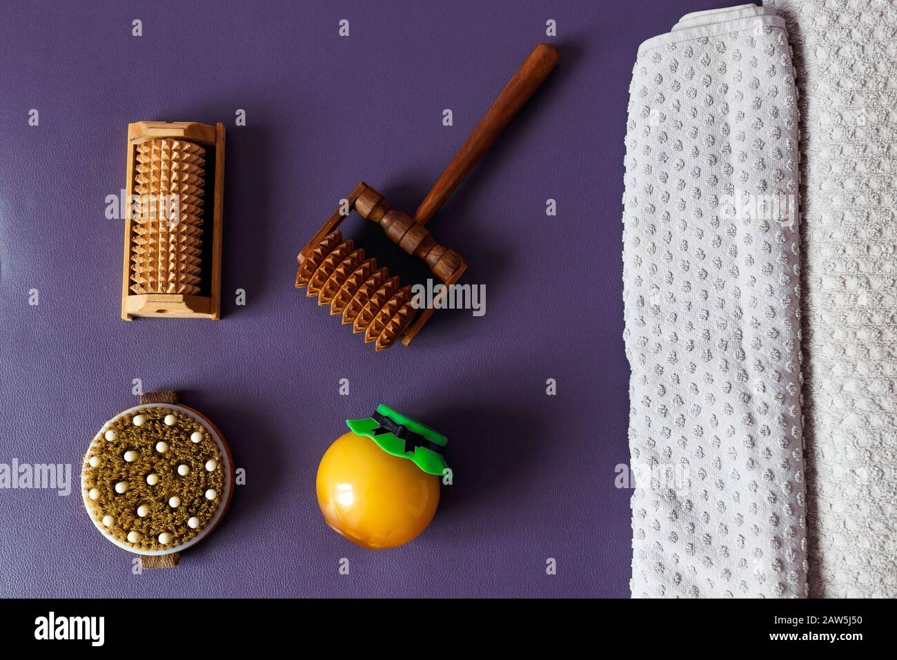 The Therapeutic Massage Bamboo Tool Set Of Different Spa Equipment ...