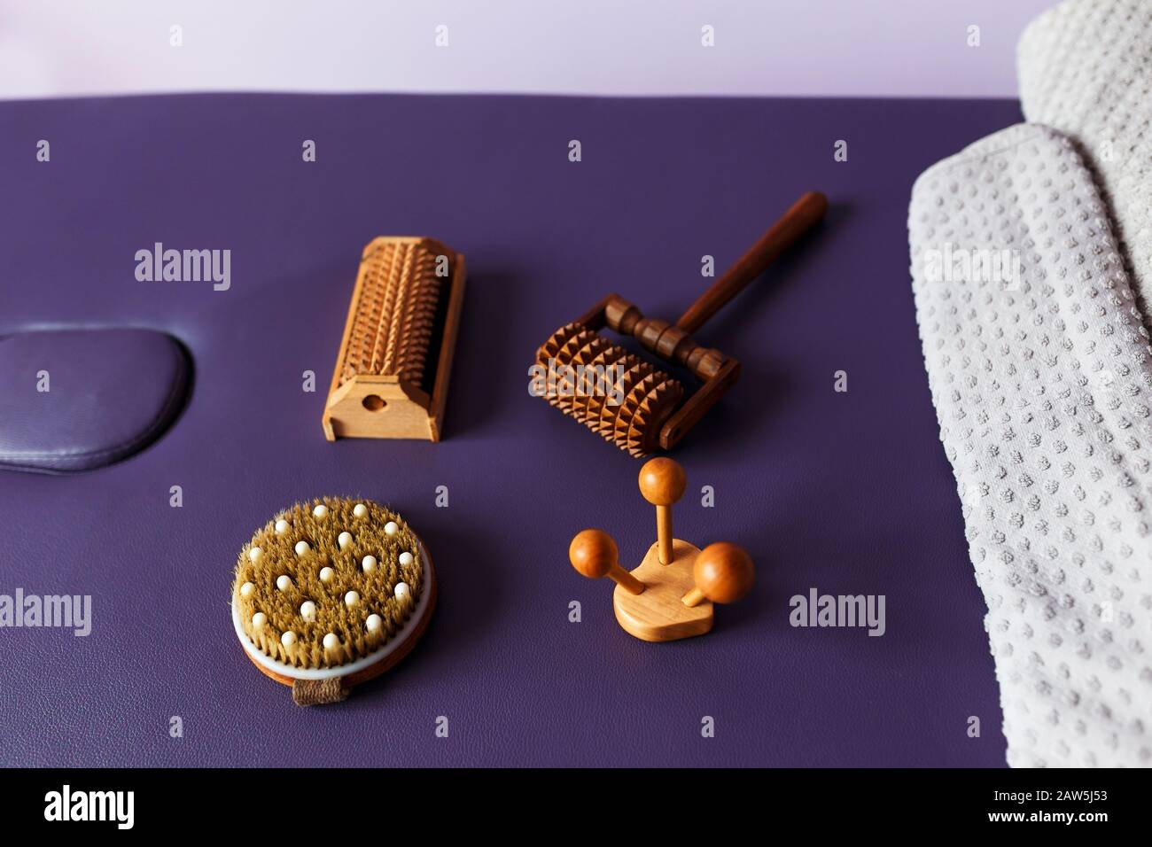 The Therapeutic Massage Bamboo Tool Set Of Different Spa Equipment ...