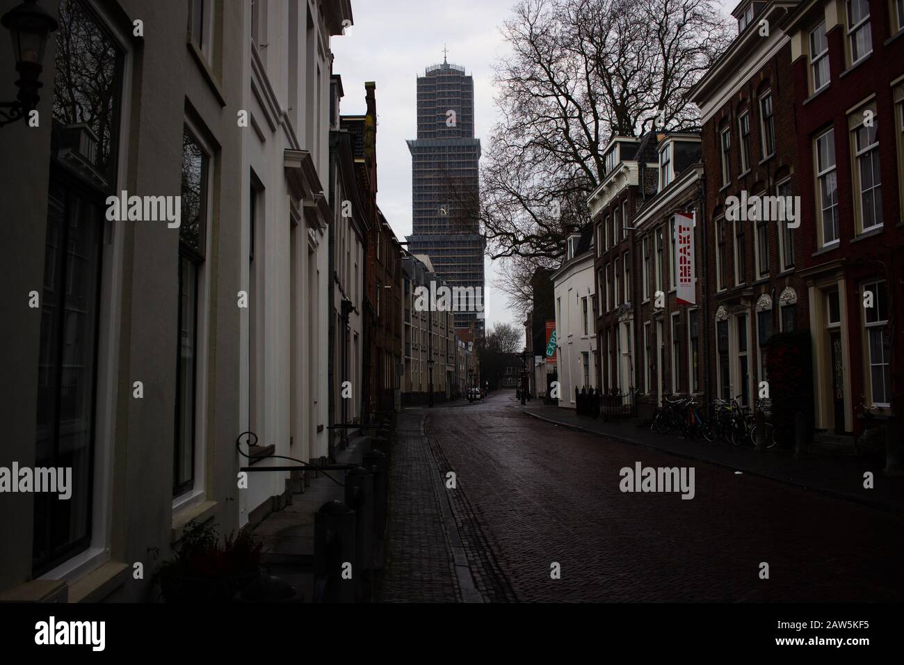 UTRECHT, NETHERLANDS - 26/1/2020 - A street view leading to the Dom ...