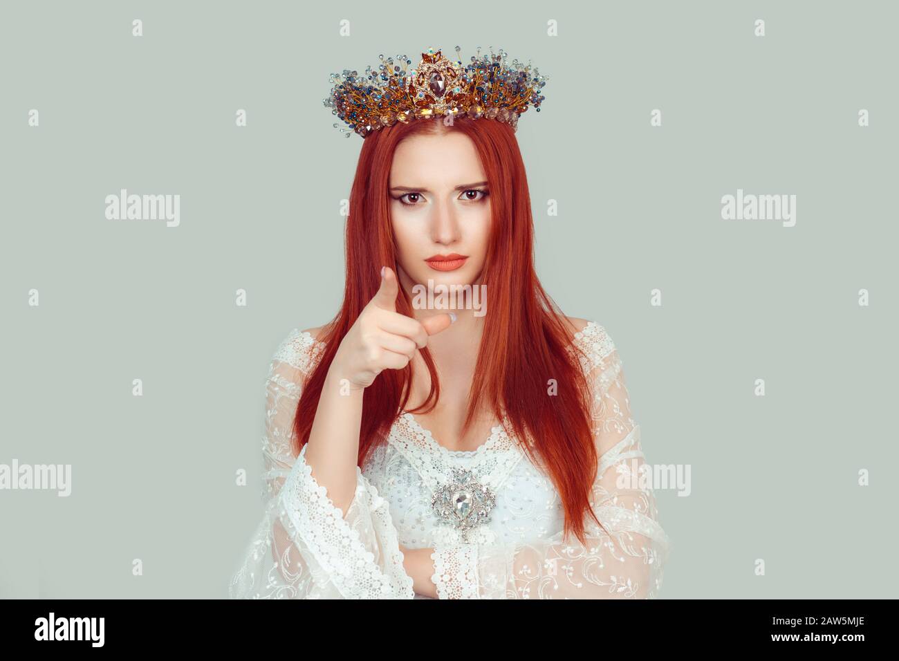 It's you! Portrait angry unhappy annoyed young woman getting mad ...