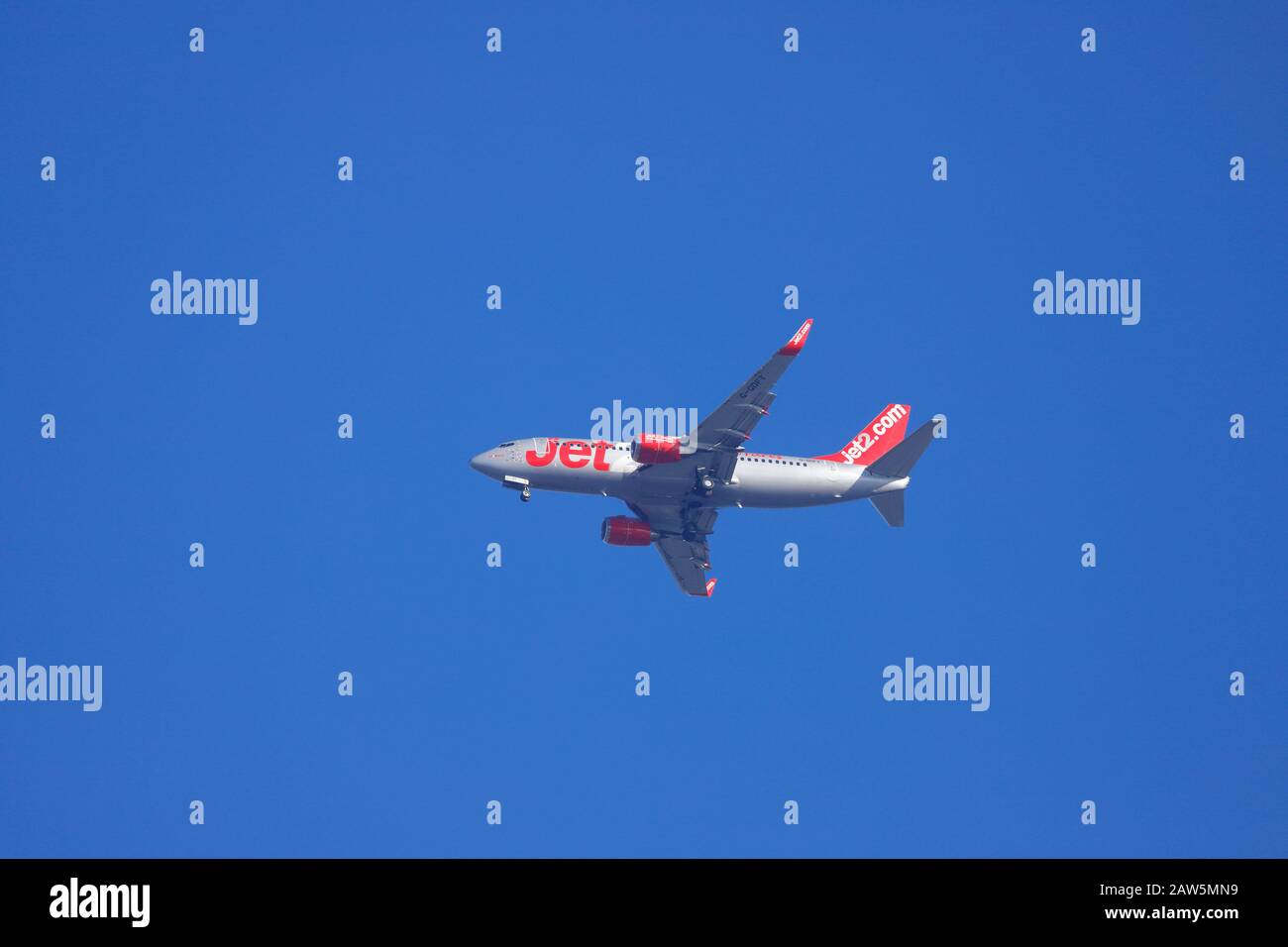 A Jet2 aircraft arriving at Leeds Bradford Airport Stock Photo - Alamy