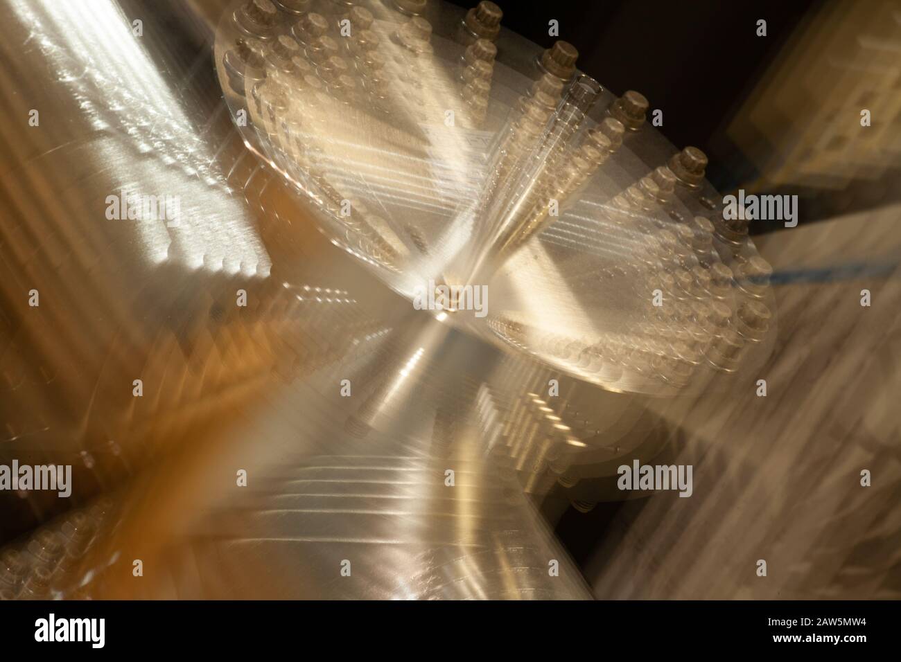 Abstract zoomed image of equipment at a particle accelerator laboratory ...