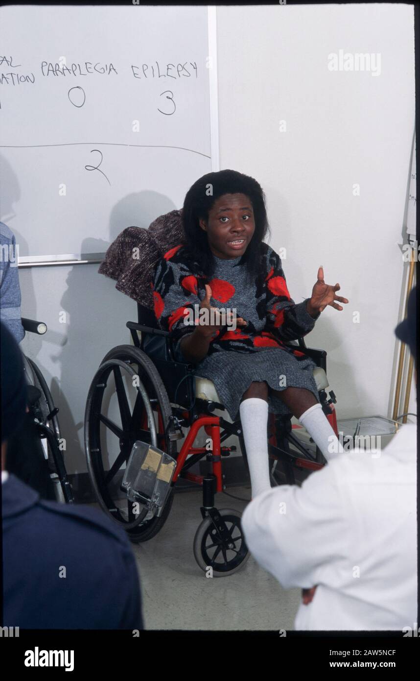 Austin, Texas USA: Handicapped woman conducts disability awareness ...