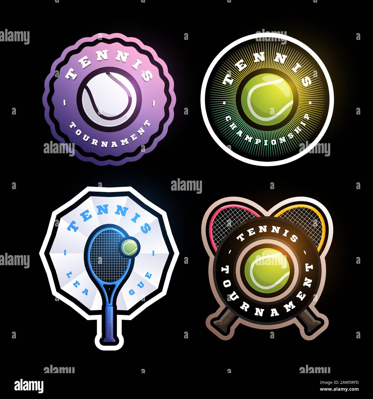 Tennis circular vector logo Set. Modern professional Typography sport ...