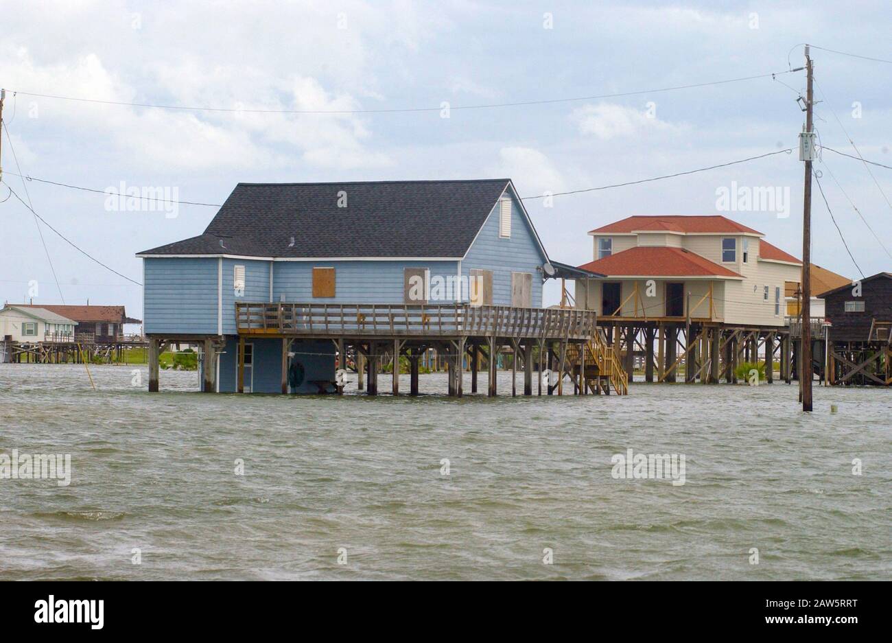 Storm surge from Hurricane Rita pounds the beach community of Surfside ...
