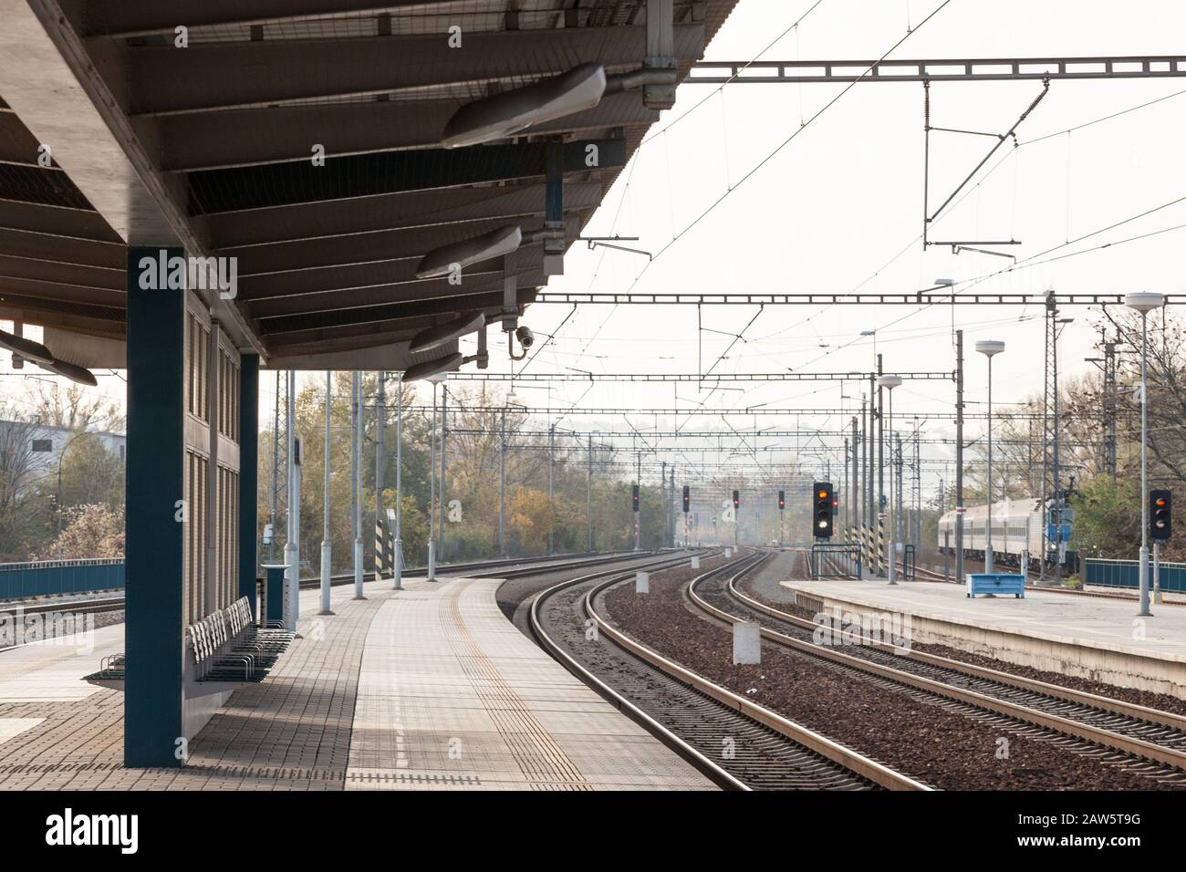 Recently reconstructed tracks on the modernized platforms of a suburban ...