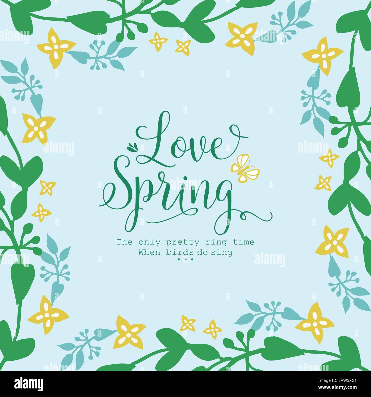 Elegant invitation card design for Love Spring, with leaf and flower ...