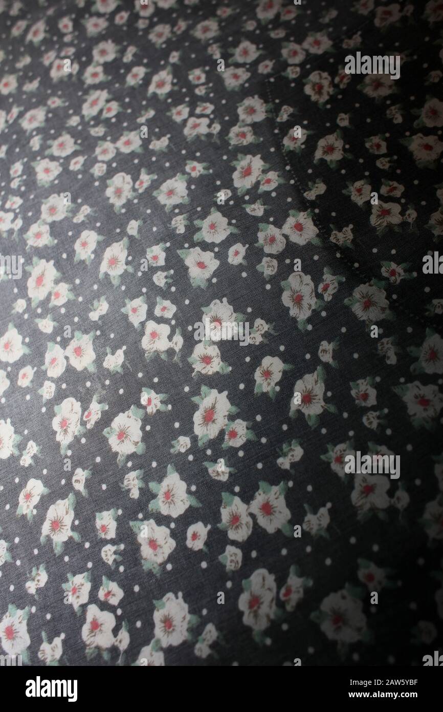 Old vintage textile with small flower macro background high quality ...