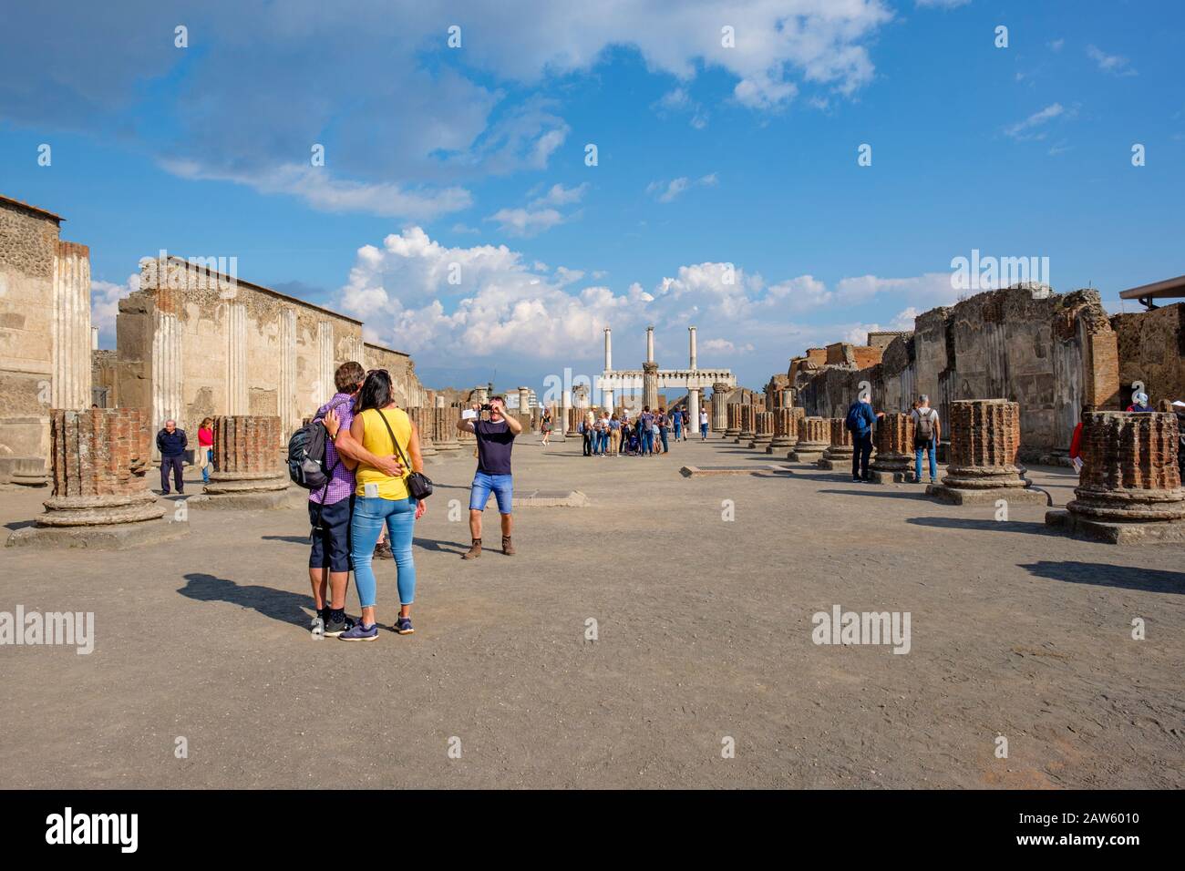 Overtourism, Pompeii ruins, tourists visiting and taking pictures at ...