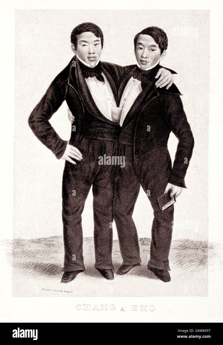 1836 , LONDON , GREAT BRITAIN :The celebrated Thai-American conjoined SIAMESE TWINS Chang and ...