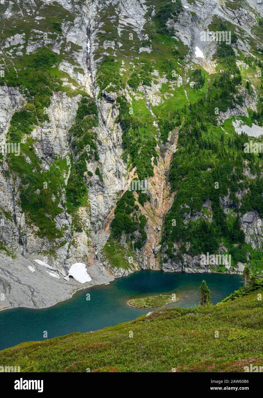 Doubtful Lake Rests Below Steep Cliffs in the North Cascades Stock ...