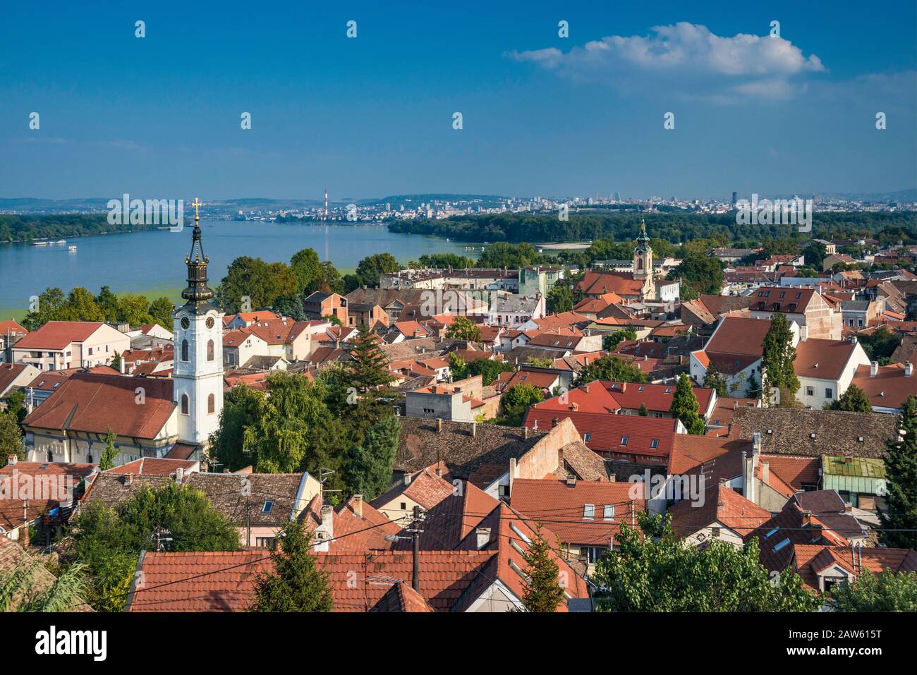 View of Zemun district from Zemun fortress hill in Belgrade, Serbia ...