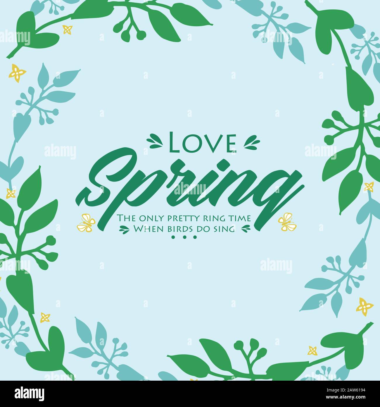 The love spring greeting card design, with elegant pattern of leaf ...