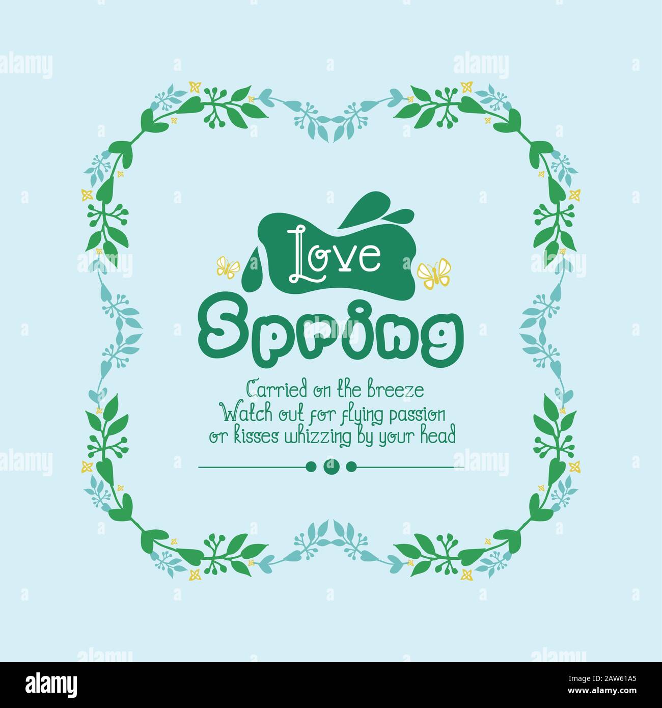 The love spring greeting card design, with elegant pattern of leaf ...