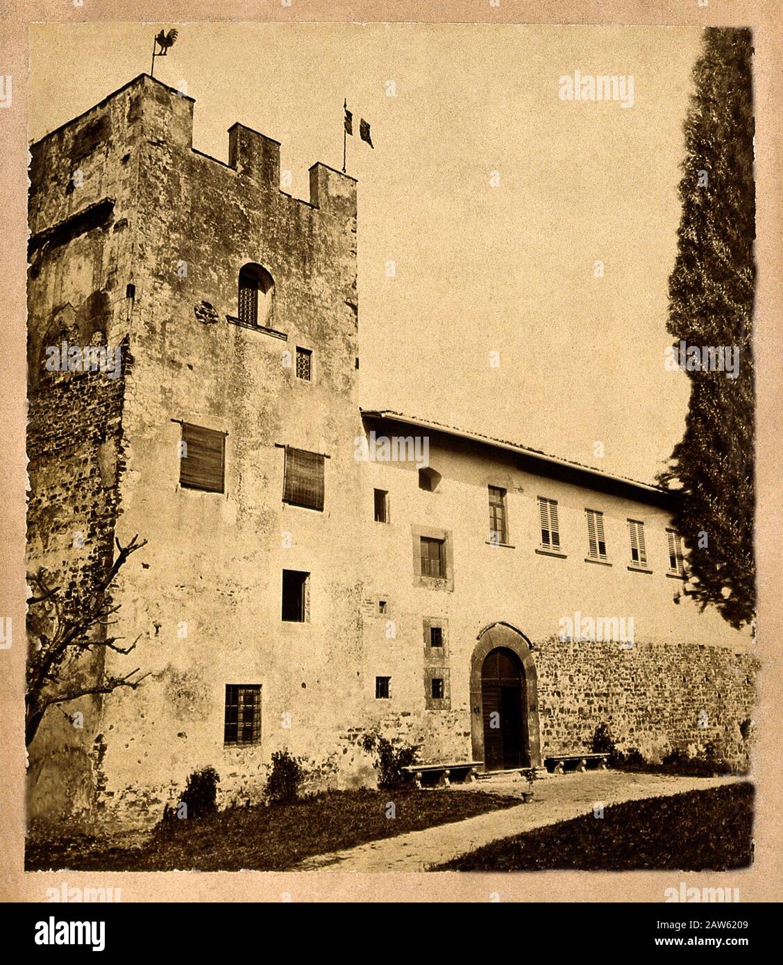 1880 ca , ITALY : Galileo Galilei's Villa Galletti with the Torre del ...