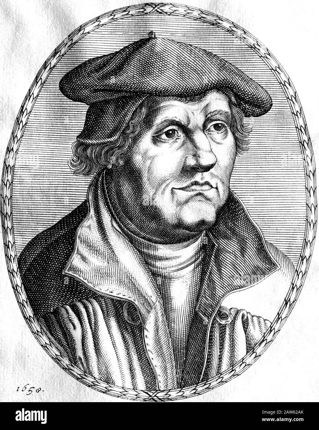 Martin Luther ( 1483 – 1546 ), portrait by anonymous engraved in 1650 ...